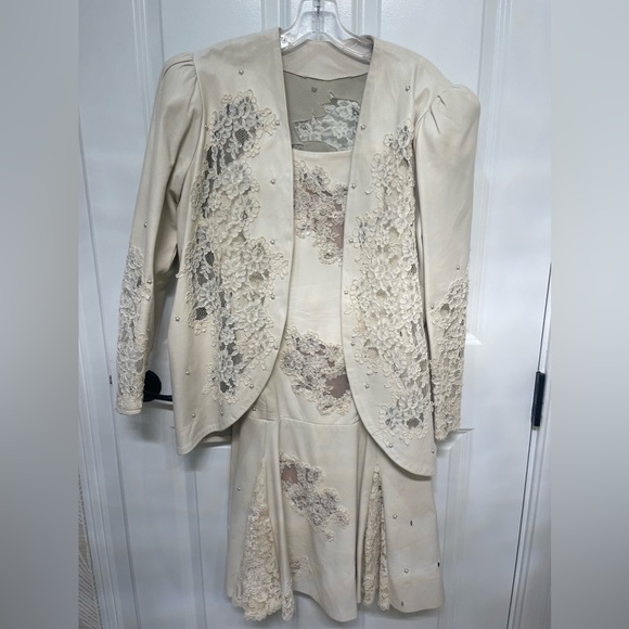 Dresses | Ivory Genuine Leather Custom Made Cocktail Dress And Jacket ...